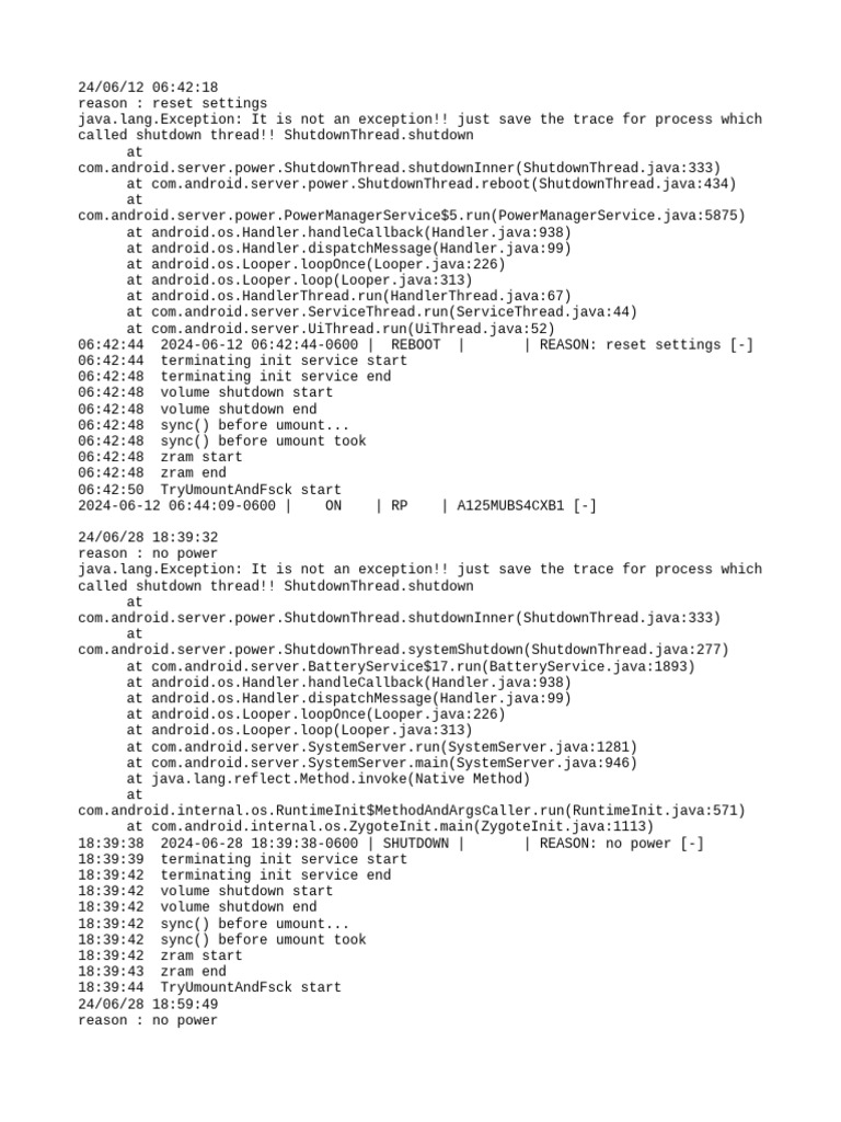 Android Shutdown and Reboot Logs | PDF | Software Engineering ...
