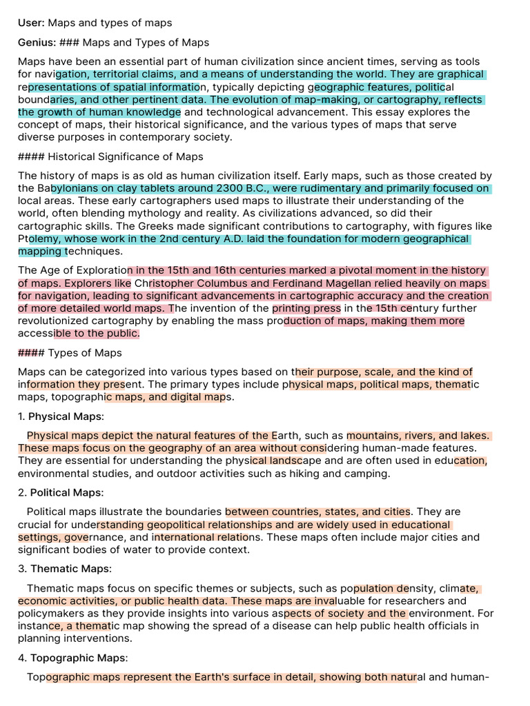 Maps and Types of Maps (Sem 1) | PDF