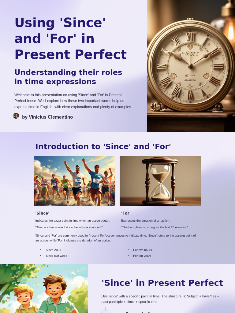 Using Since and For in Present Perfect | PDF