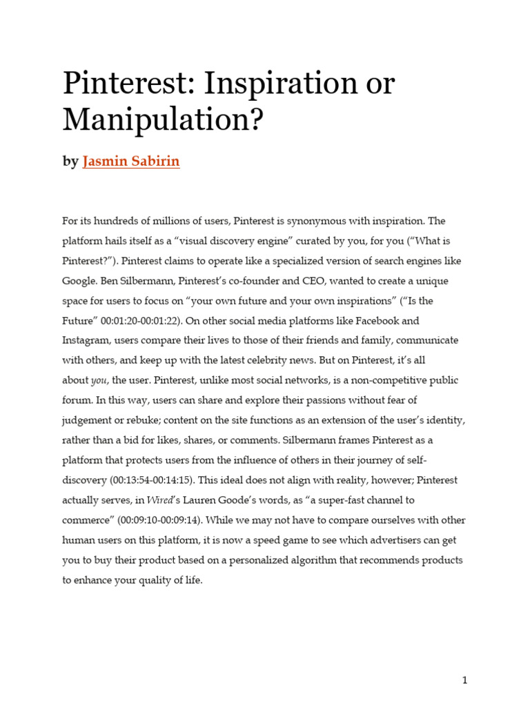 Pinterest - Inspiration or Manipulation? | PDF