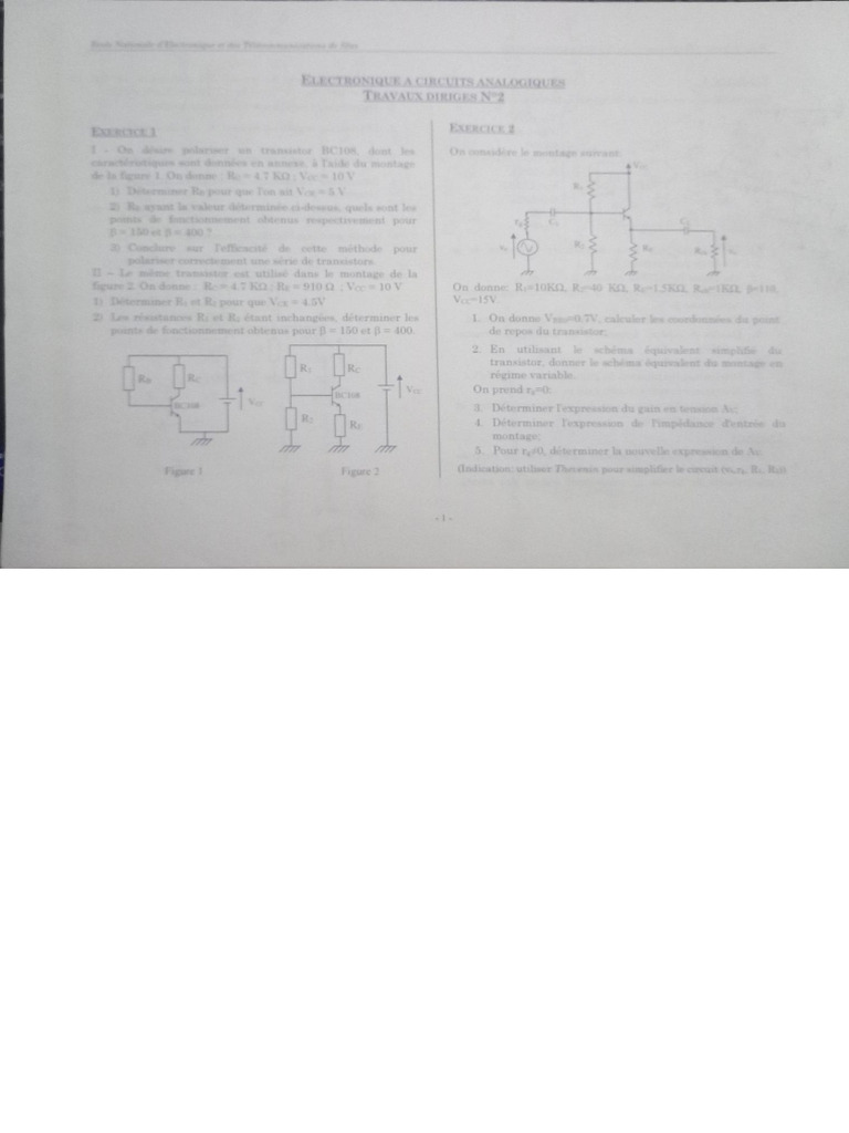 TD Electronique Analogique | PDF