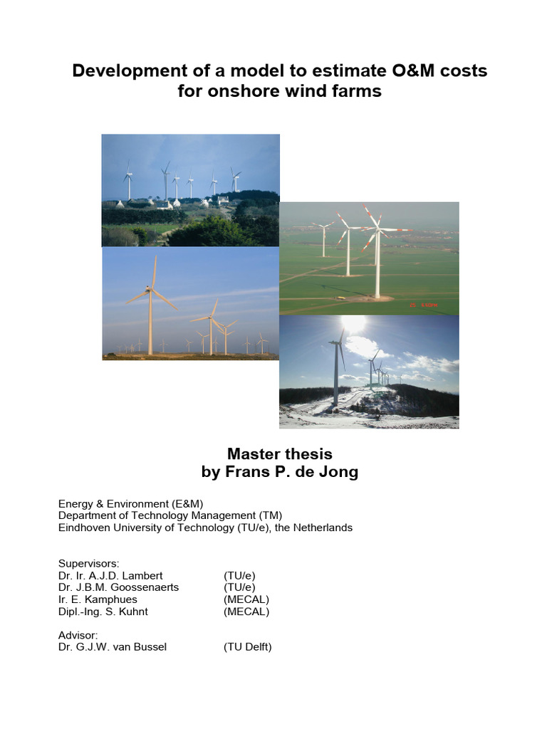 Development of A Model To Estimate O&M Costs For Onshore Wind Farms ...