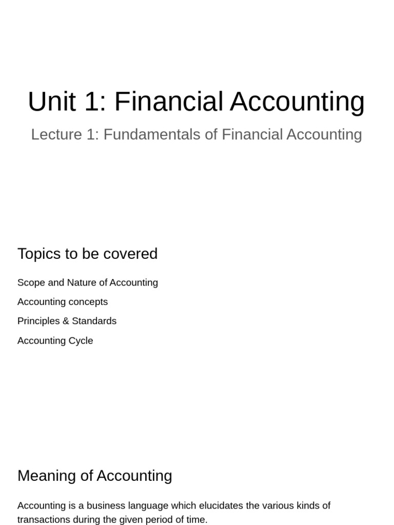 Lecture 1 - Fundamentals of Financial Accounting | PDF