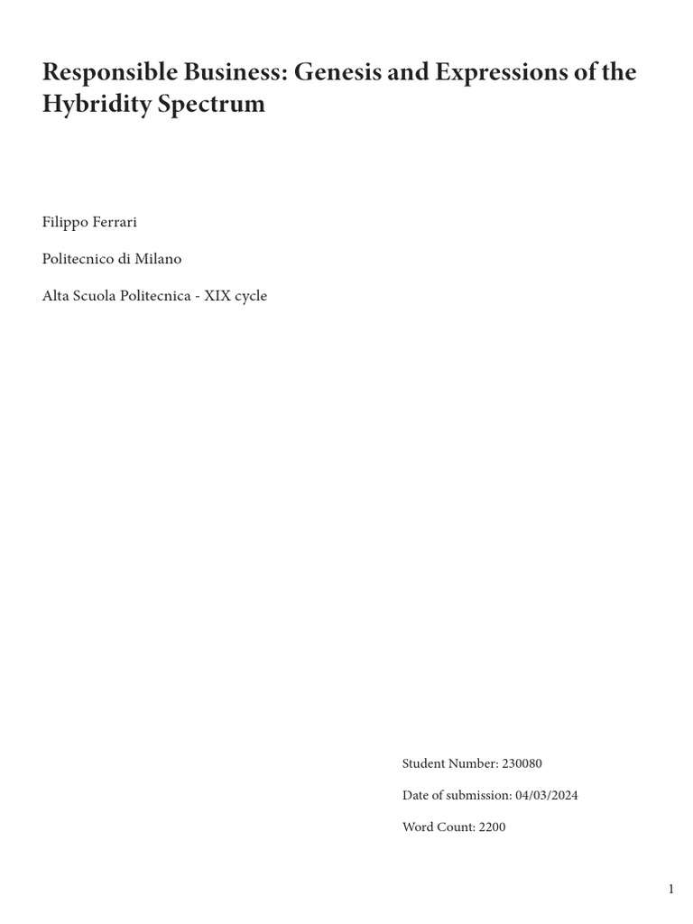 Filippo Ferrari - Genesis and Expression of the Hybridity spectrum | PDF