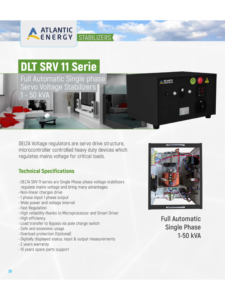 SRV11 Singlephase Servo Volt Stab by Delta 1-50kVA | PDF