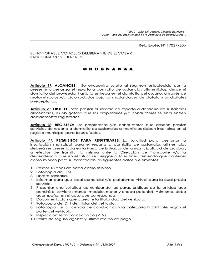 5829 Ordenanza | PDF