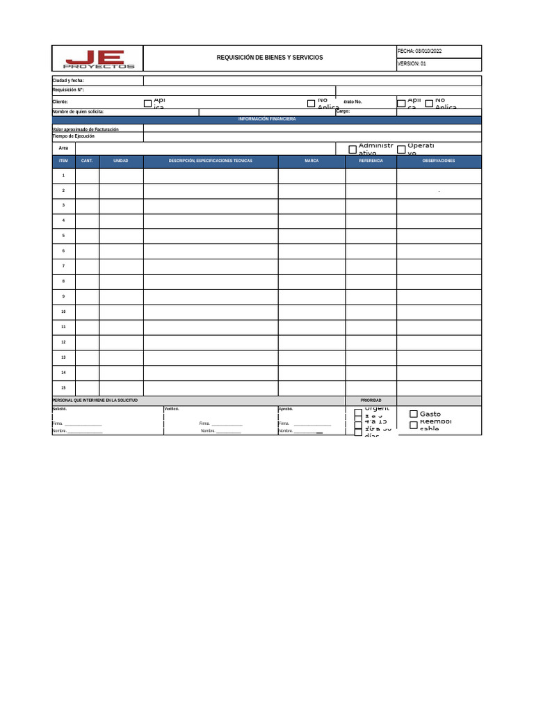 7. FORMATO DE REQUISICION DE COMPRA DE BIENES Y SERVICIOS | PDF