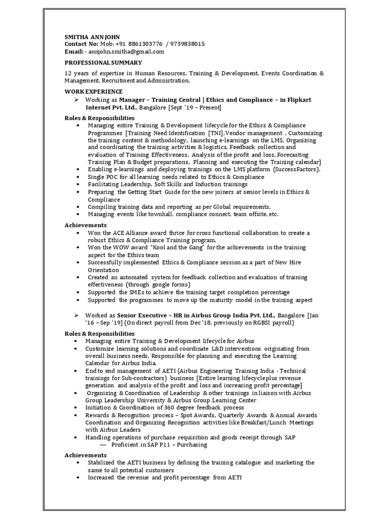 Smitha Resume | PDF