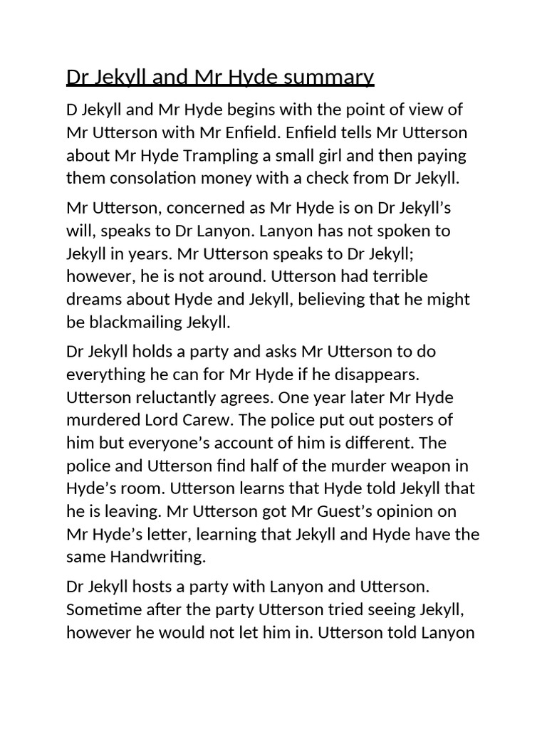 DR Jekyll and MR Hyde | PDF