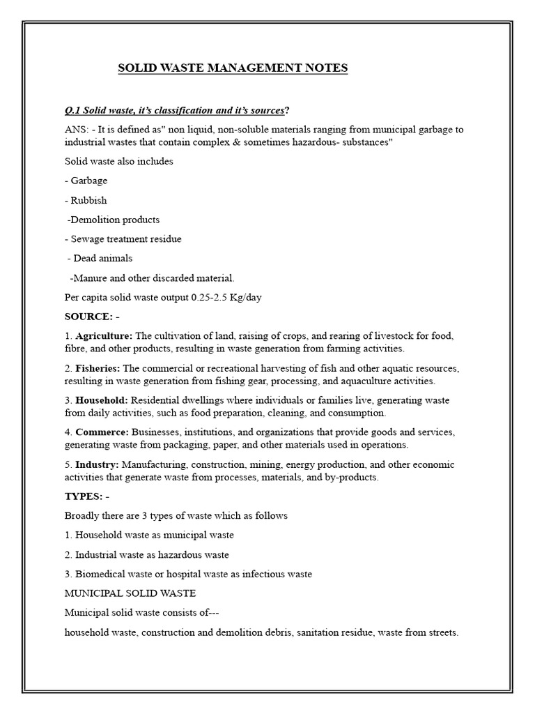 Solid Waste Notes 1.fgull | PDF