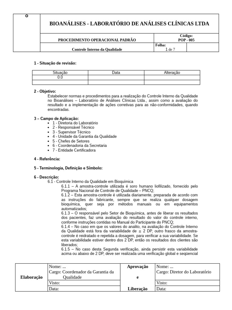 (POP-005) Controle Interno Da Qualidade | PDF