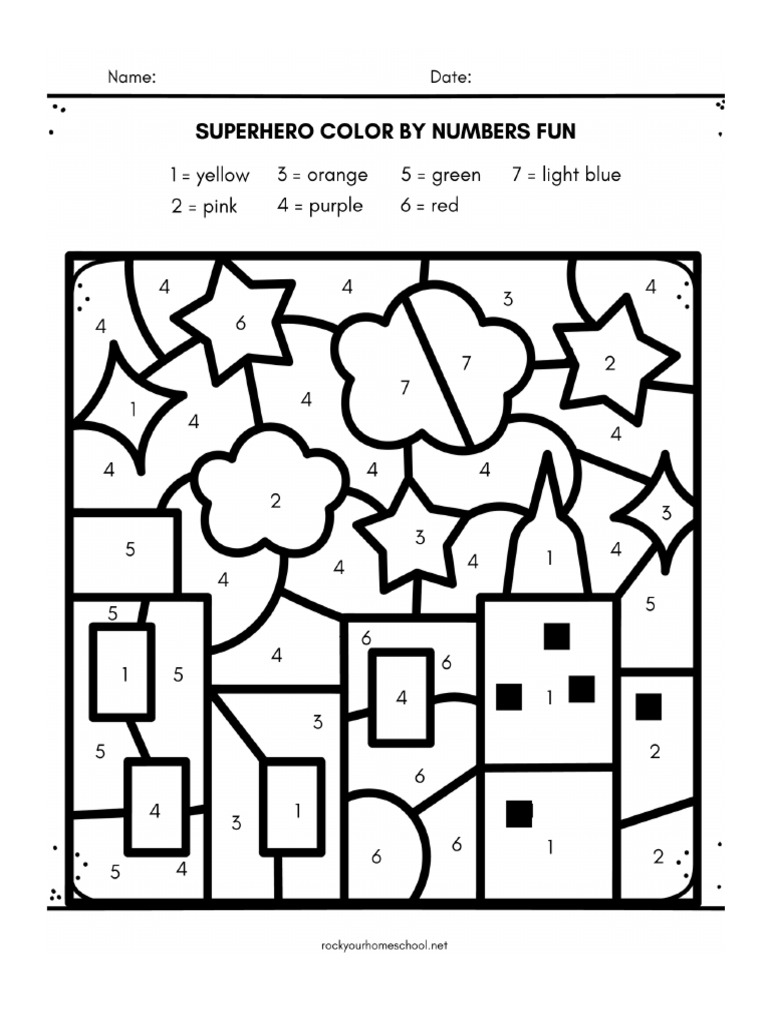 Superhero+Color+by+Number+Activities+Pack | PDF