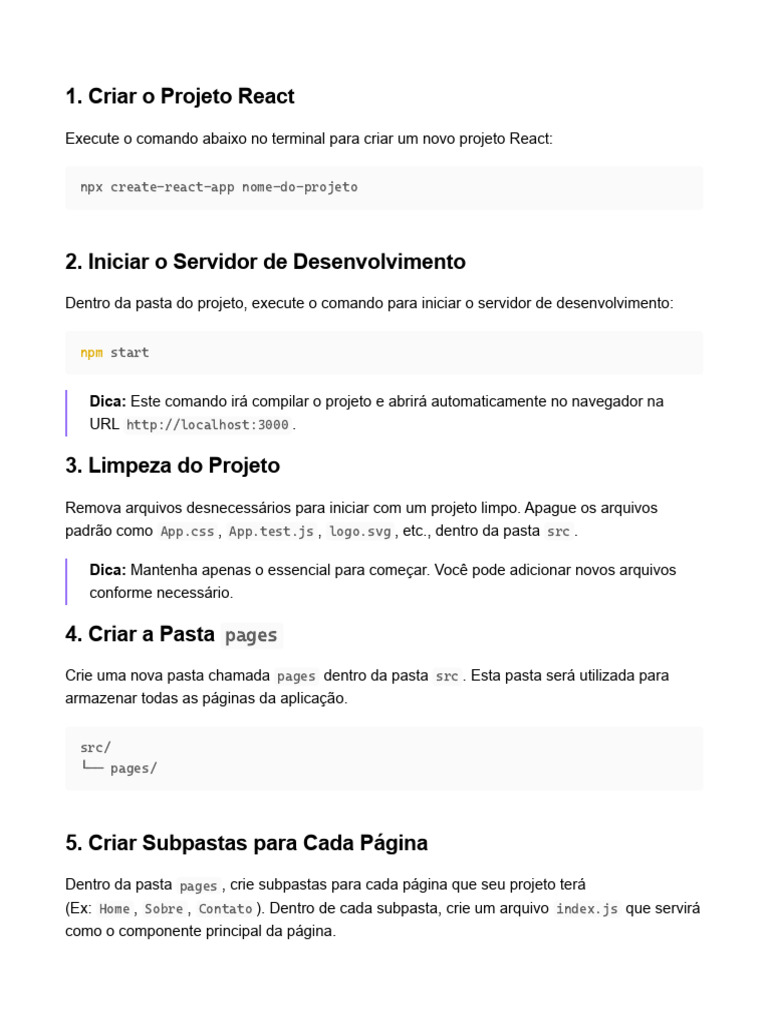 Passo A Passo para Criar Um Sistema em React | PDF
