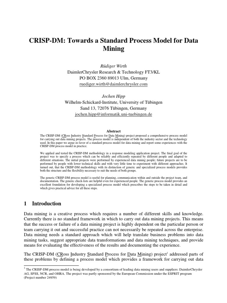 CRISP-DM - Towards A Standard Process Model For Data | PDF | Data ...