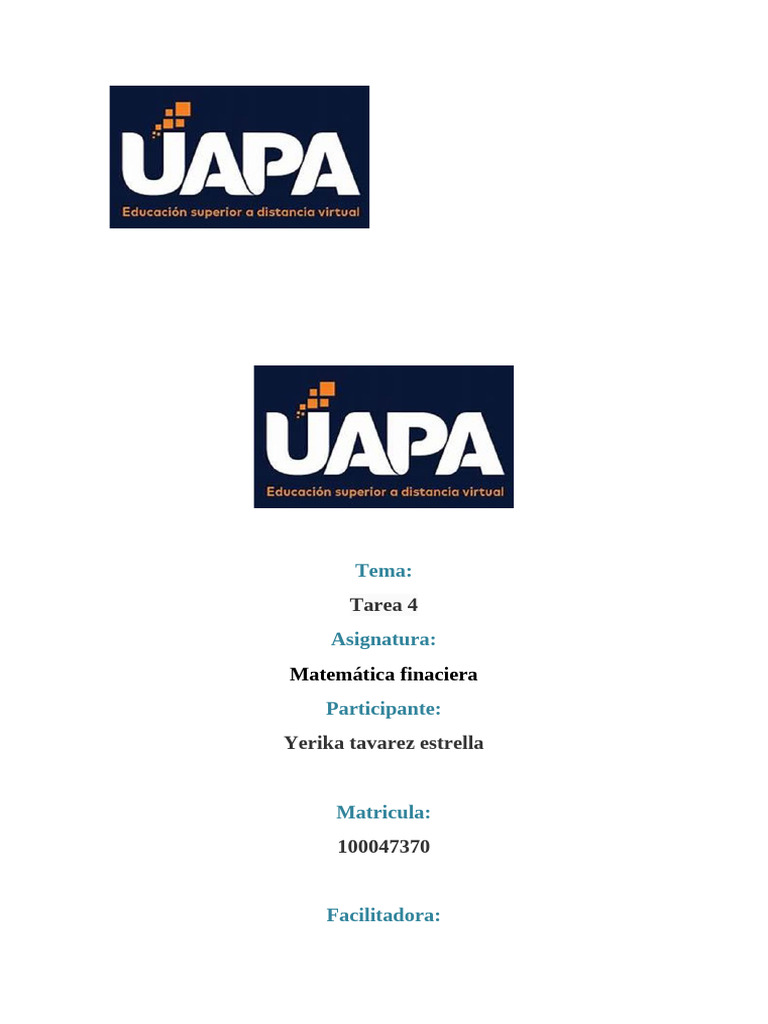 Tarea 4 Mat. Financiera | PDF