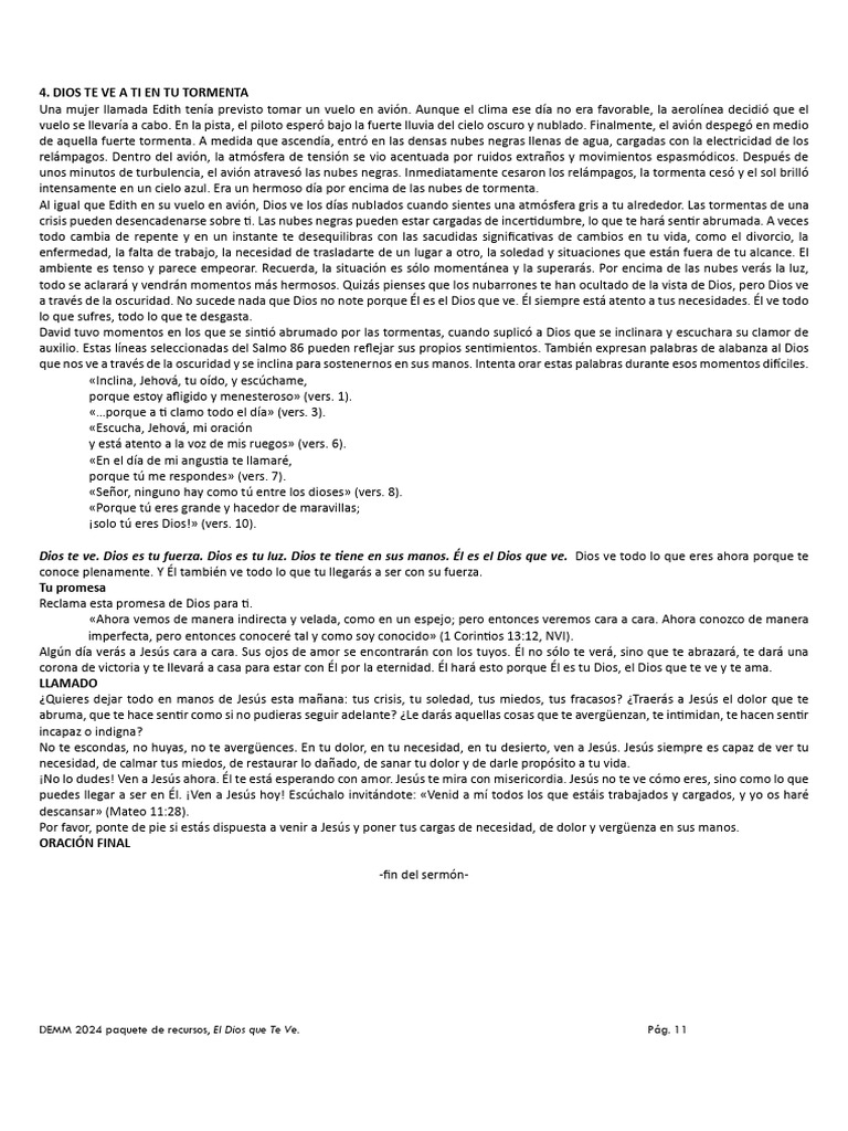 DIOS TE VE A TI EN TU TORMENTA | PDF