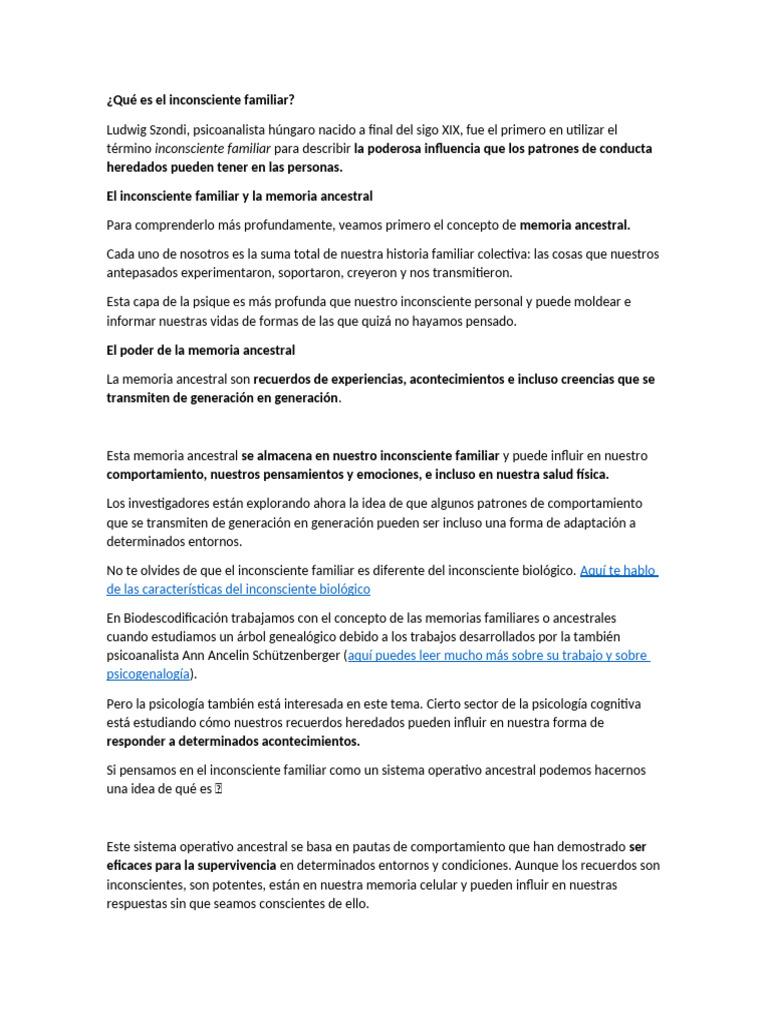 Qué Es El Inconsciente Familiar | PDF