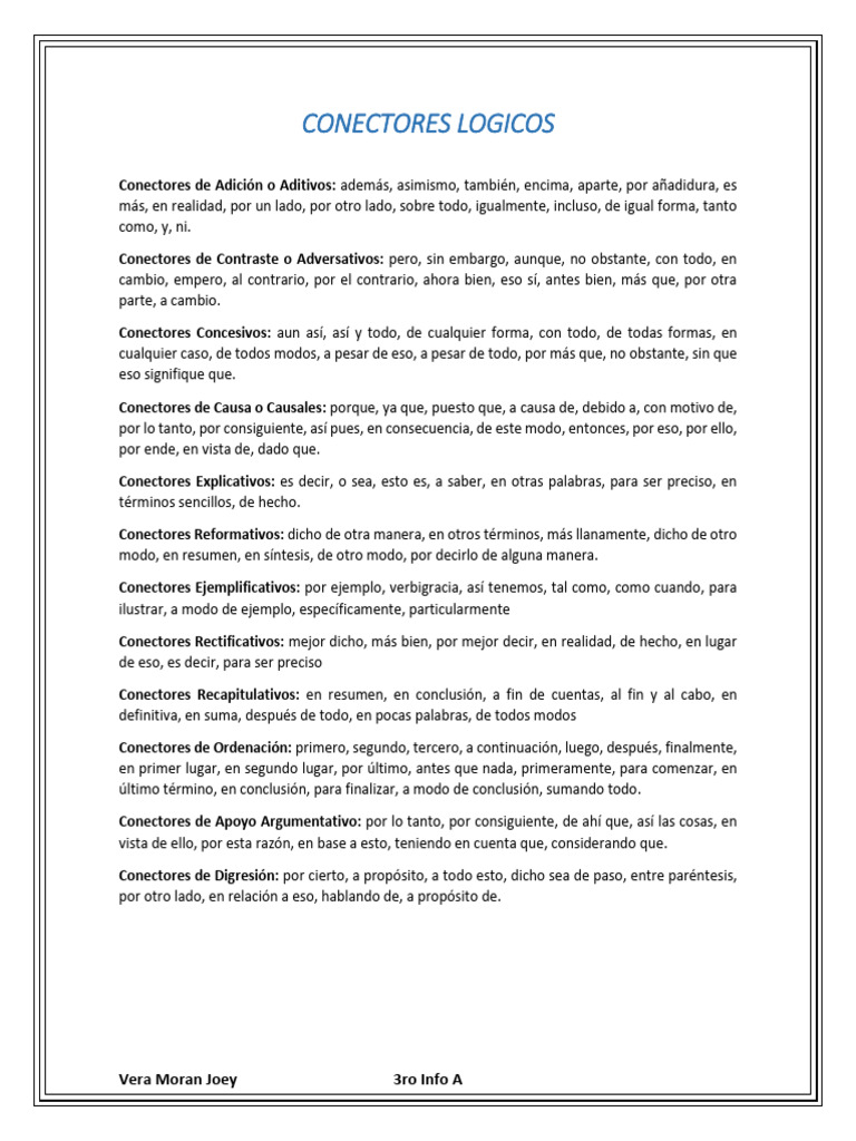 Conectores, Preposiciones y Conjunciones | PDF | Coma | Filosofía