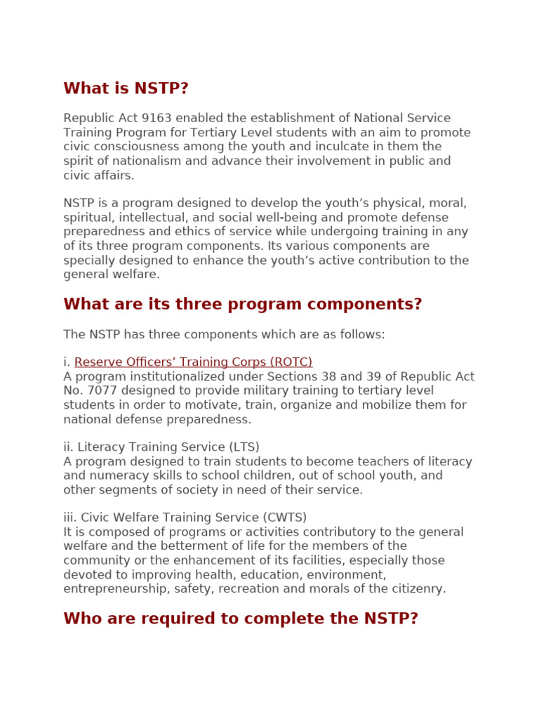 What is NSTP | PDF