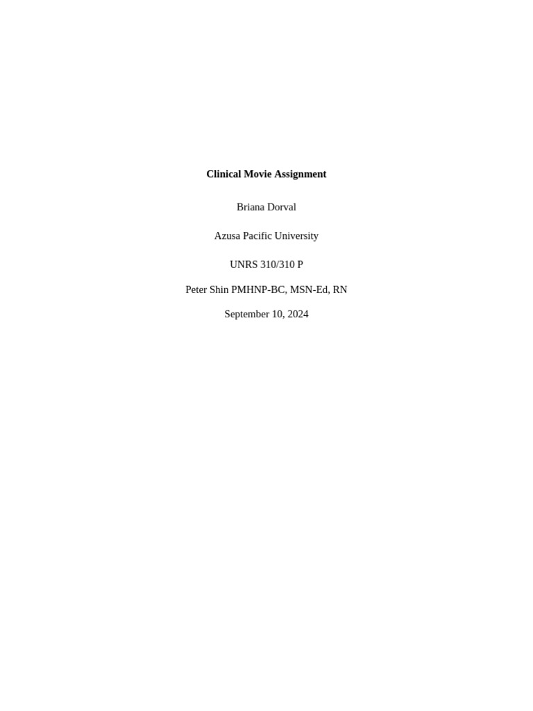 Clinical Movie Assignment | PDF