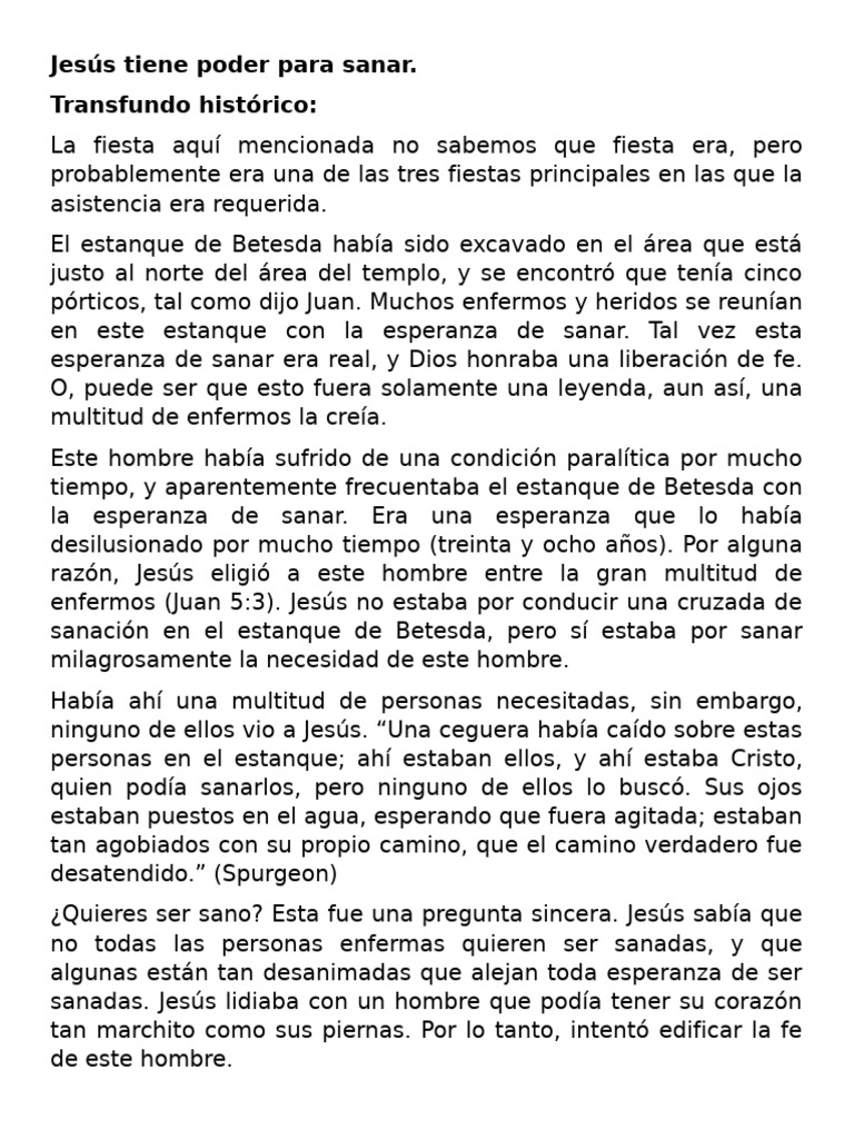Jesus Tiene Poder para Sanar | PDF