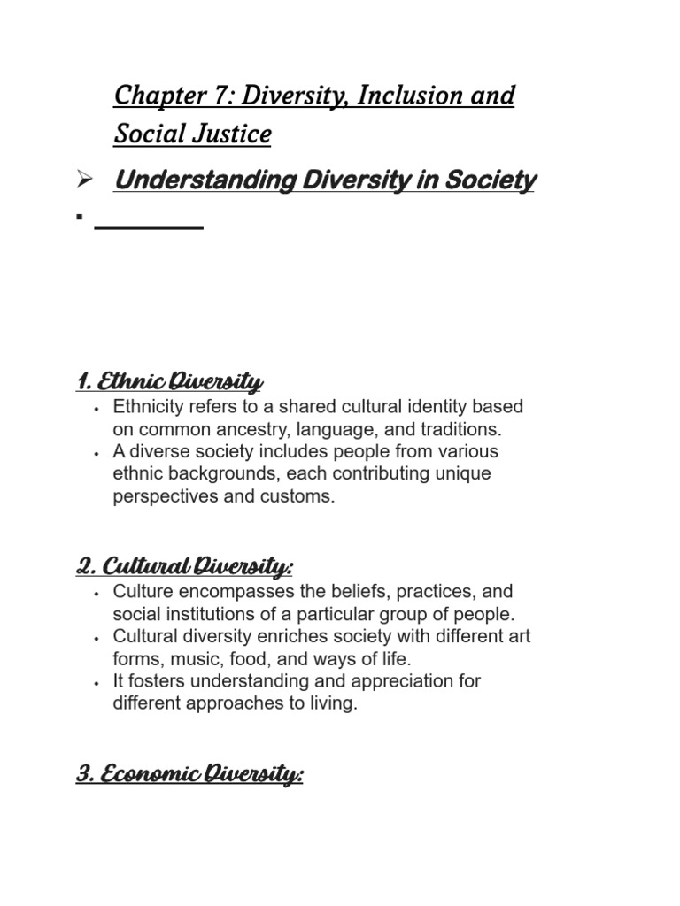 Chapter 7 - Diversity, Inclusion and Social Justice | PDF