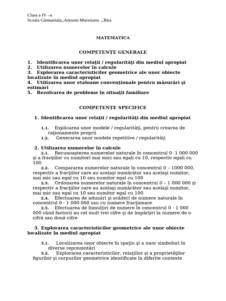 Competențe Generale Maicuta | PDF