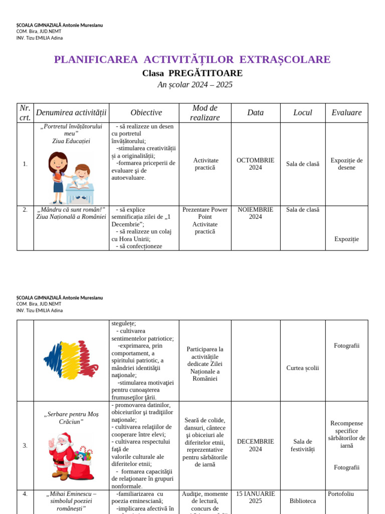 18 Activitati Extrascolare | PDF
