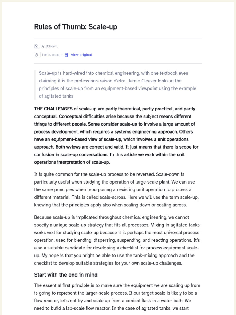 Rules of Thumb - Scale-Up | PDF
