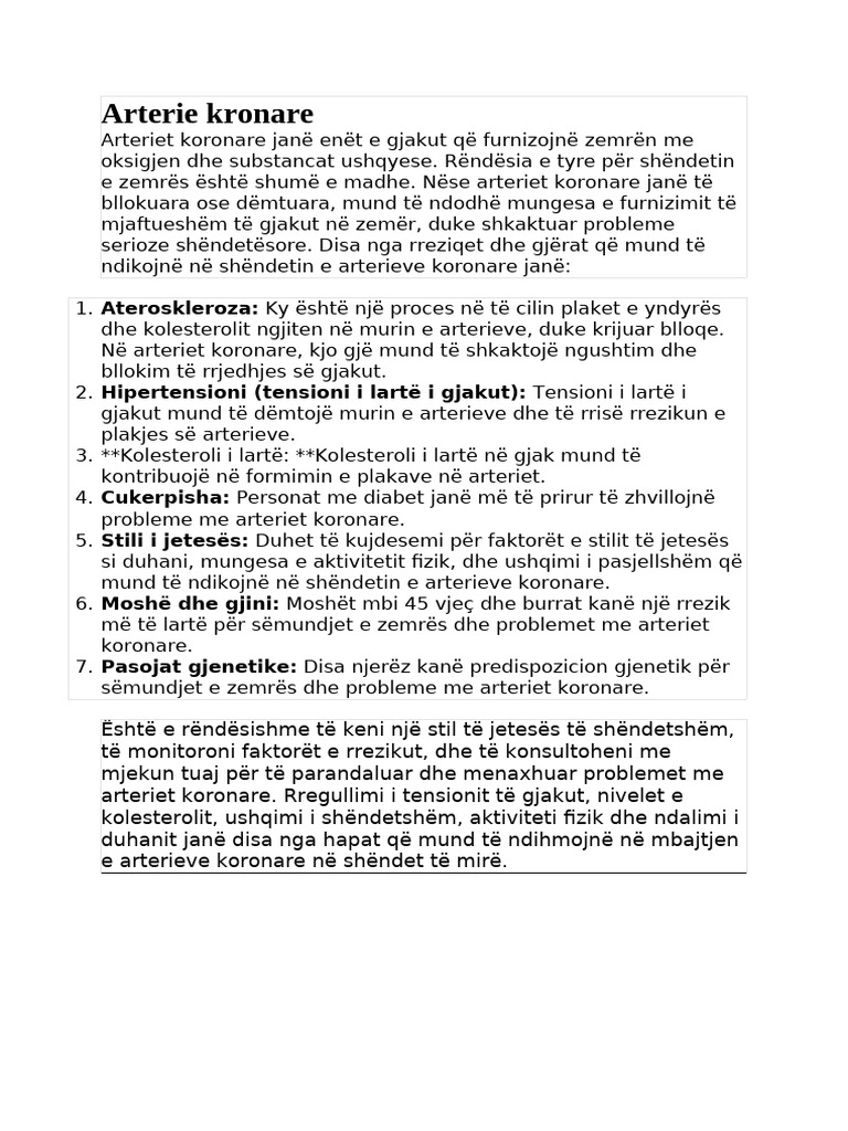 Arteriet Kronare | PDF