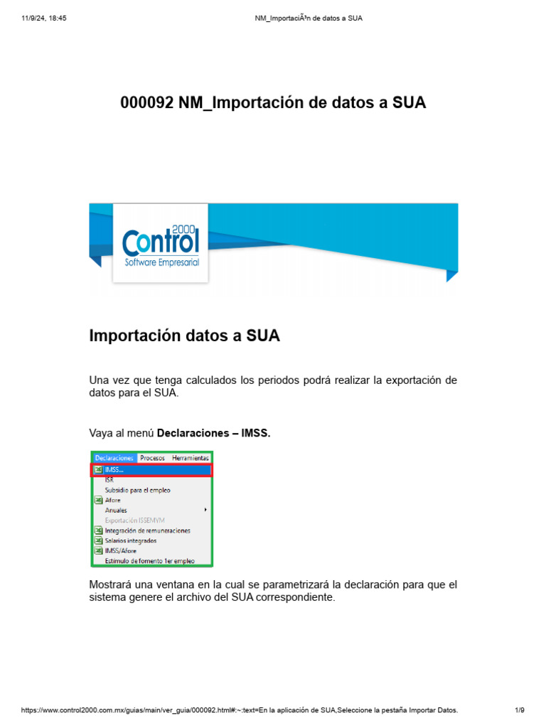Importación de datos a SUA | PDF