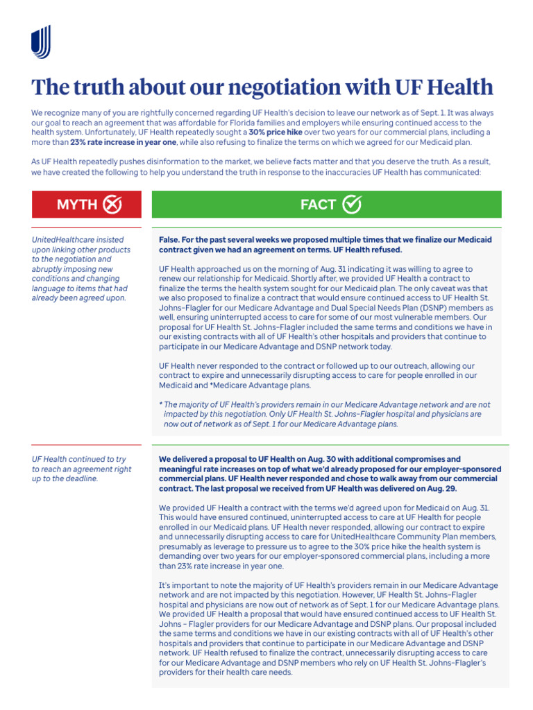 UHC - UF Health Myth or Facts | PDF | Medicare (United States) | Self ...