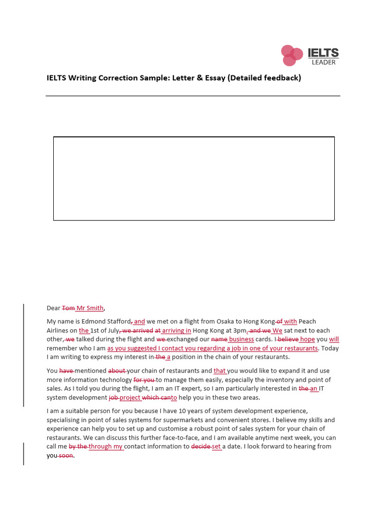 IELTS Writing Correction Sample Letter and Essay | PDF | Verb | Sentence (Linguistics)