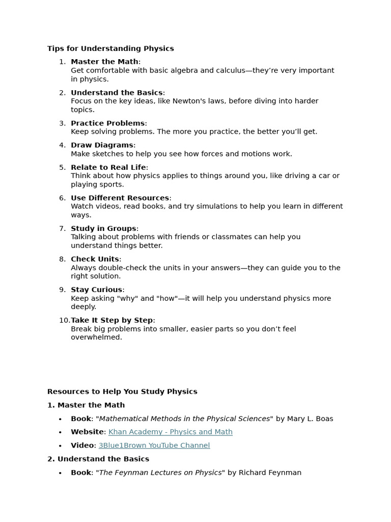 Tips for Understanding Physics | PDF