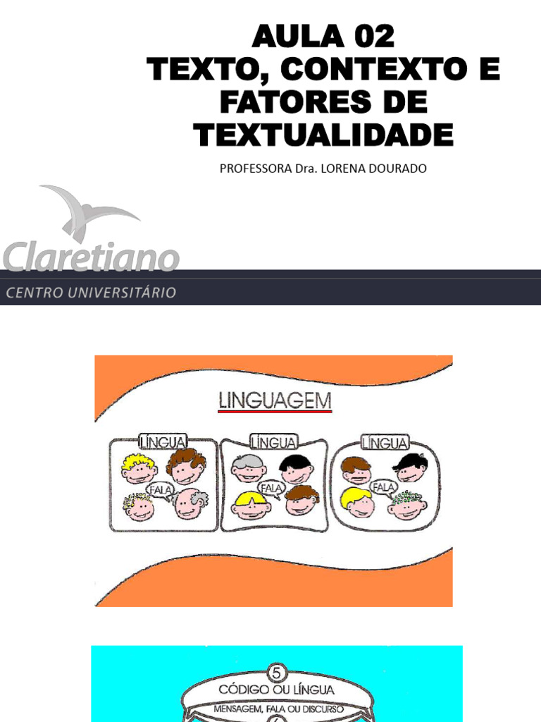 Aula 02 - Textos, Contexto e Fatores de Textualidade | PDF ...