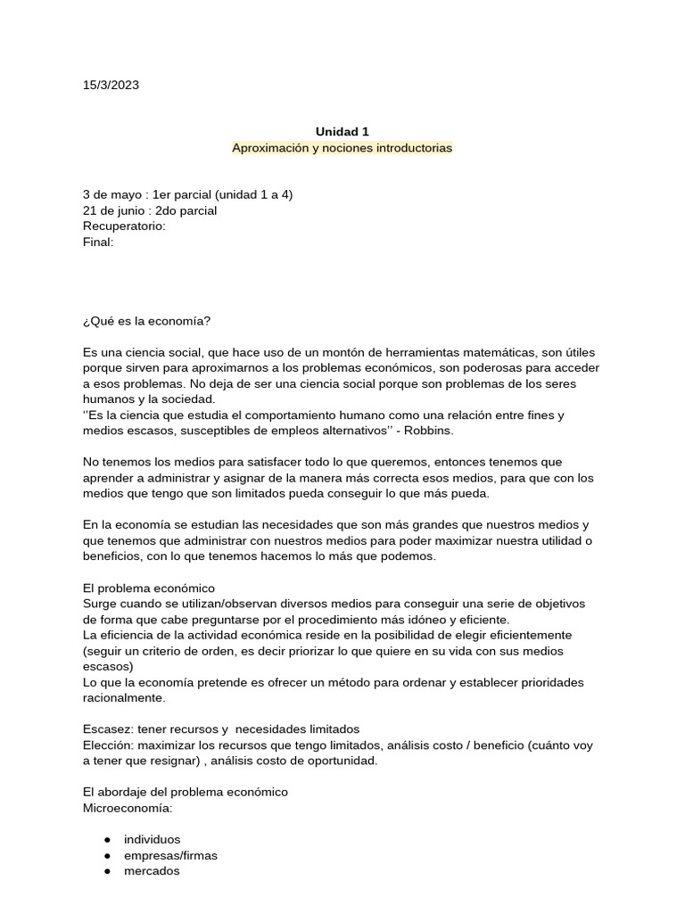 Primer Parcial MICRO | PDF