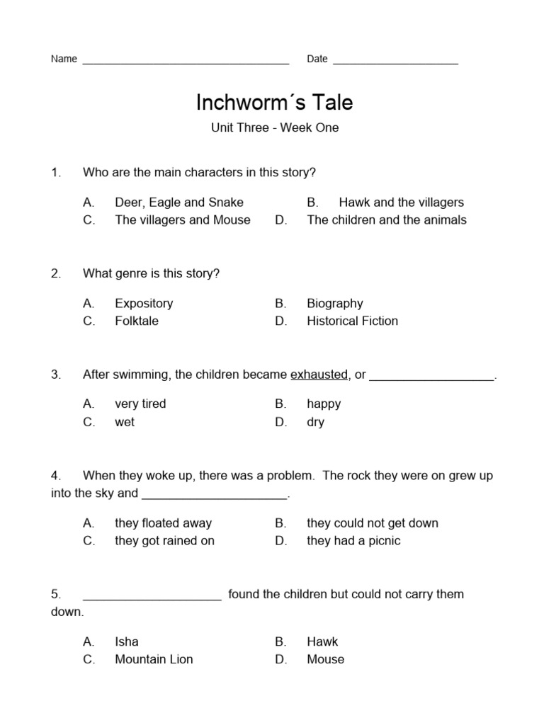 Inchworm S Tale: Name - Date | PDF