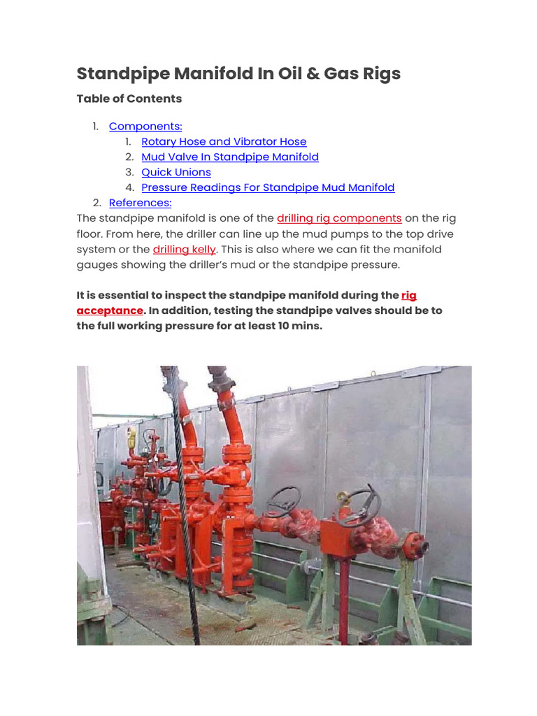 Standpipe Manifold in Oil | PDF