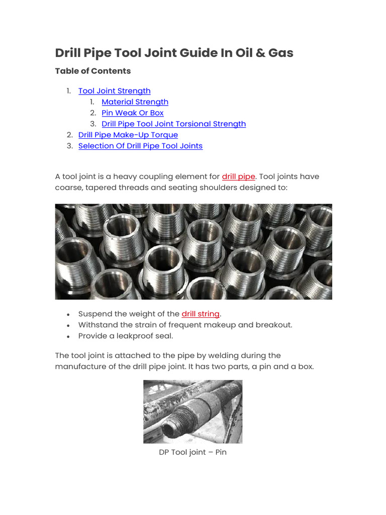 DRILLPIPE TOOLS JOINT GUIDE IN OIL | PDF