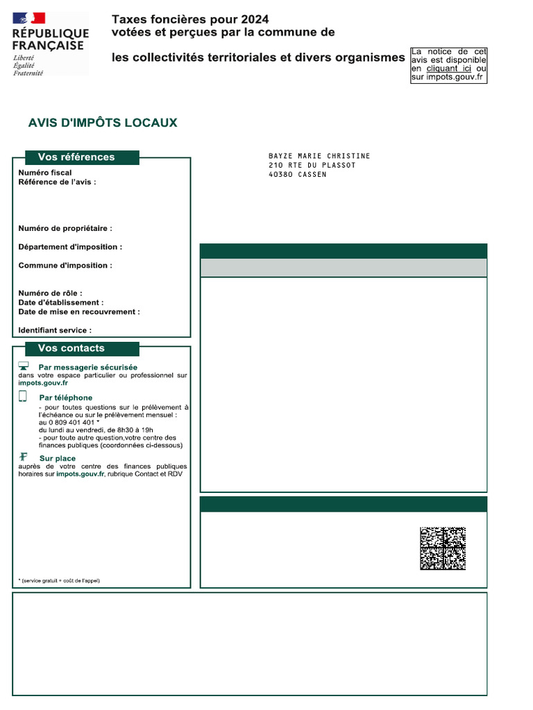 Avis de Taxes Foncieres 2024 | PDF