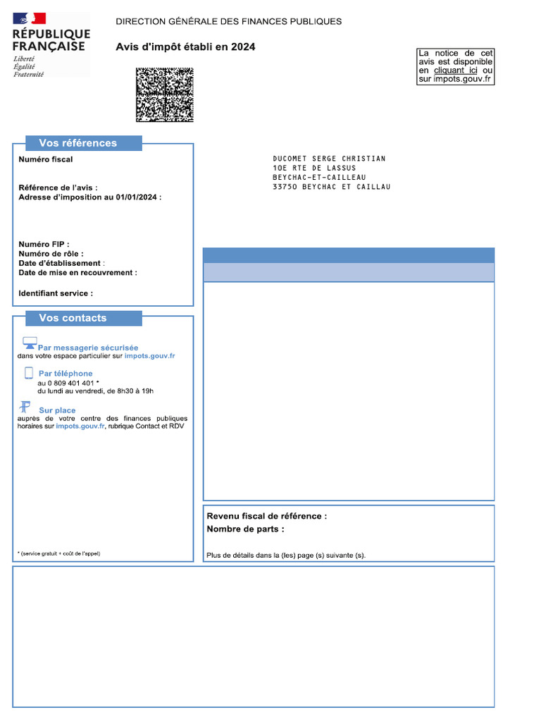 Avis D Impot 2024 Sur Les Revenus Et Prelev Sociaux 2023 | PDF