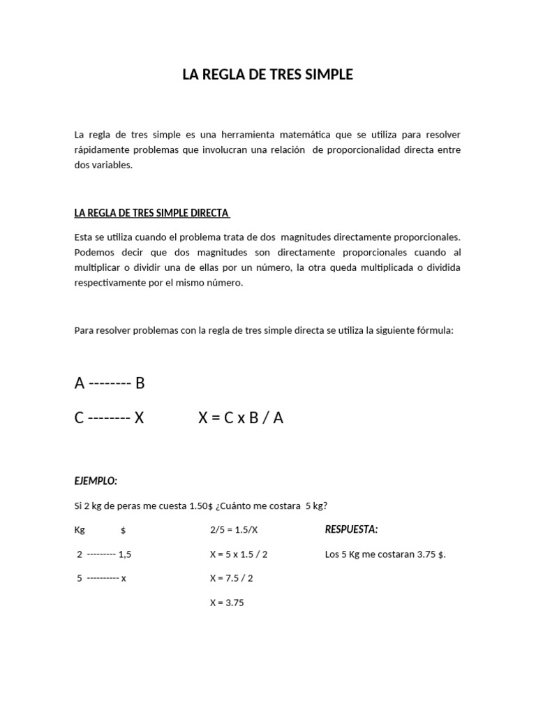 La Regla de Tre Simple - Victor | PDF