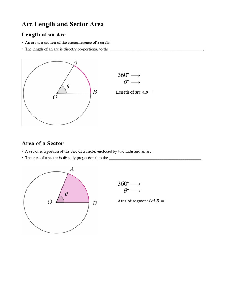 Arc Length and Sector Area | PDF