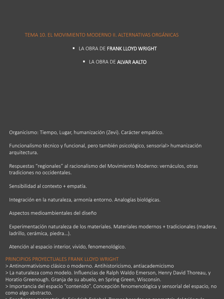 Power Tema 10 Organicismo - Aalto y Wright | PDF