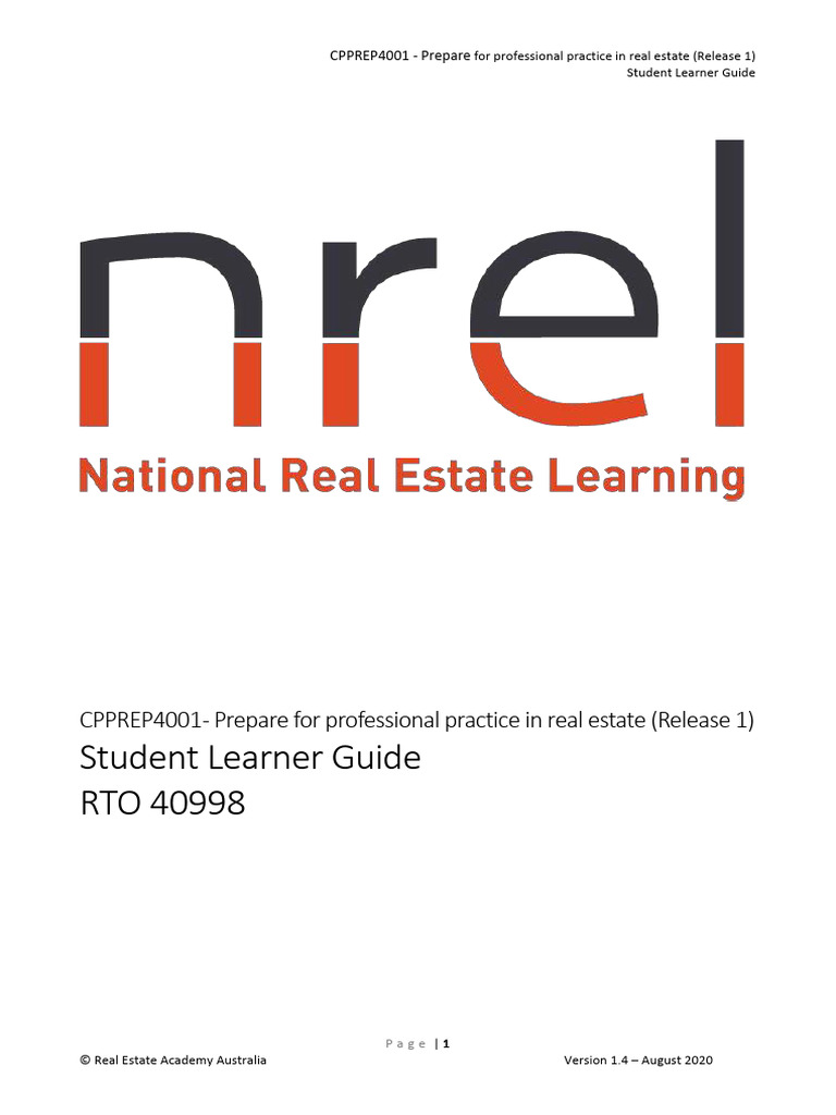 NREL - CPPREP4001 - Student Learner Guide v1.4 | PDF