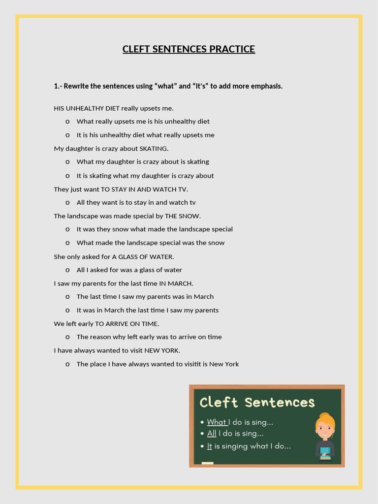 Cleft Sentences Practice Key | PDF