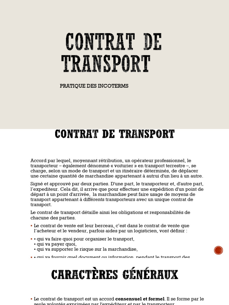 Contrat de Transport | PDF