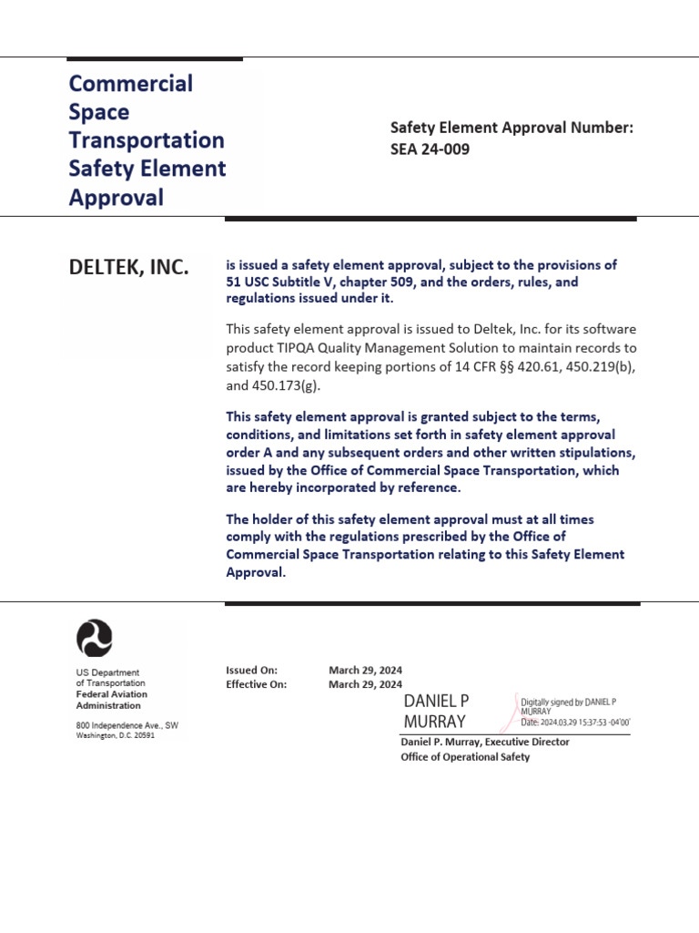 SEA 24-009 Deltek TIPQA | PDF