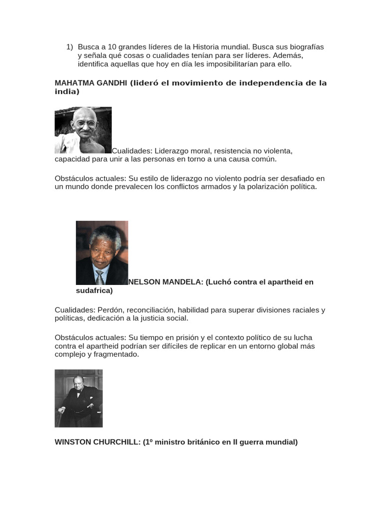 Grandes Líderes de la Historia Mundial | PDF | Liderazgo | Democracia