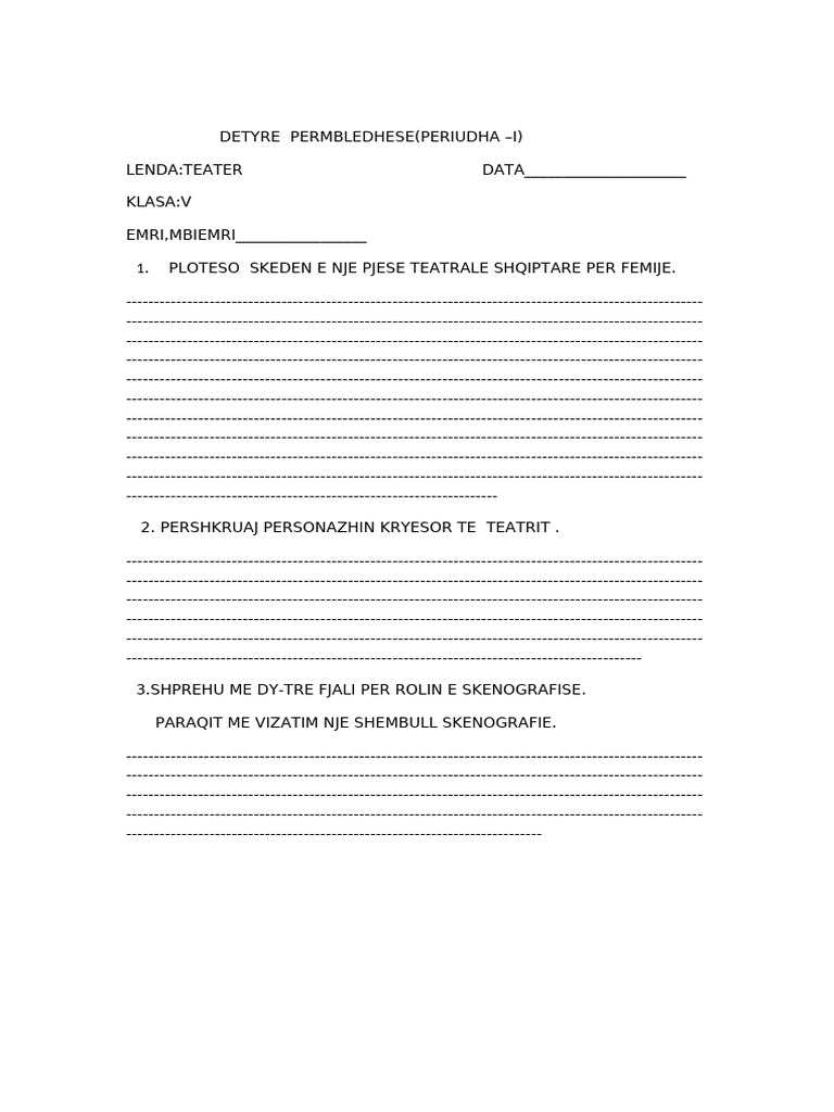 Detyra për Teatrin për Fëmijë | PDF | Art | History